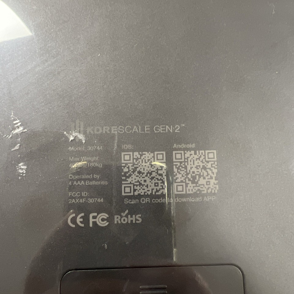 Korescale Gen 2 Scale in Black - Digital Bluetooth Scale Model 30744 ...