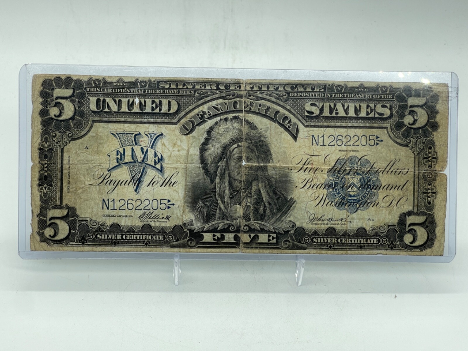 1899 $5 Silver Certificate Indian Chief Note Serial # N1262205 | eBay