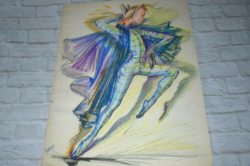 RARE Original M.BRILLI Crayon Drawing of Clown Listed Artist Signed ...