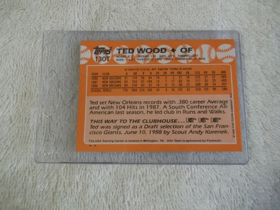 1988 TOPPS TRADED #130T TED WOOD - Signed Autographed Card U.S.A. TEAM ...