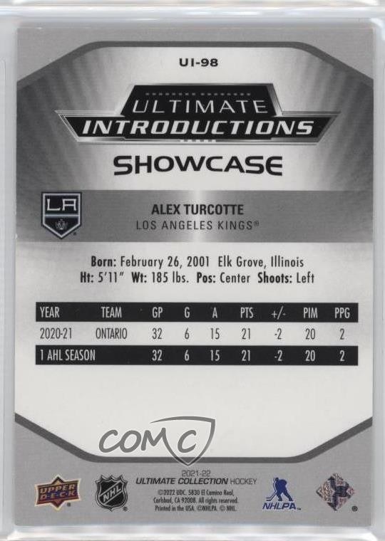 2021 Ultimate Collection Introductions Purple /5 Alex Turcotte #UI-98 ...
