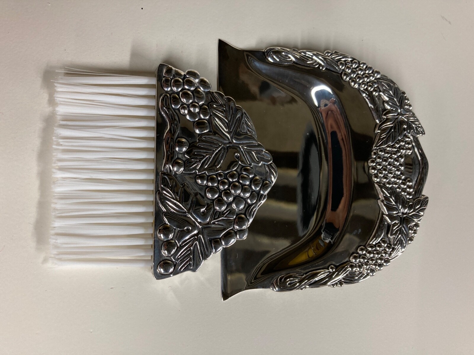 silverplated grape design table crumber set ornate plate & brush style ...