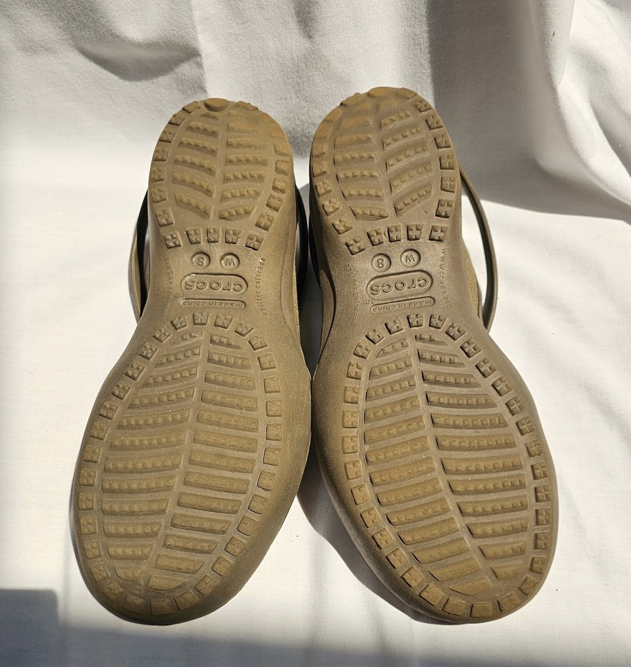 Crocs Celeste Mary Jane Crossed Straps Shoes Slip On Brown Canvas Women ...