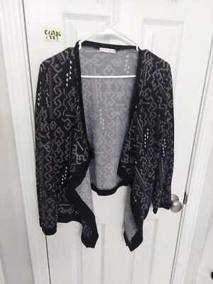 Timing Multicolor Cardigan Knit Sweater Sz Large Long Slv Geo Print | eBay