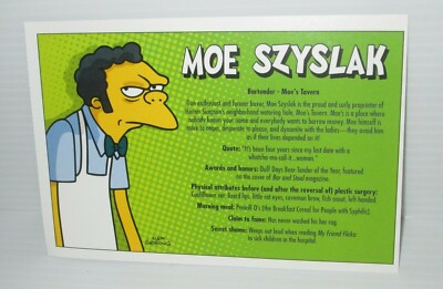 SIMPSONS FOX TV SHOW POSTCARD BARTENDER MOE SZYSLAK 7"X4.75" 2007 MATT ...