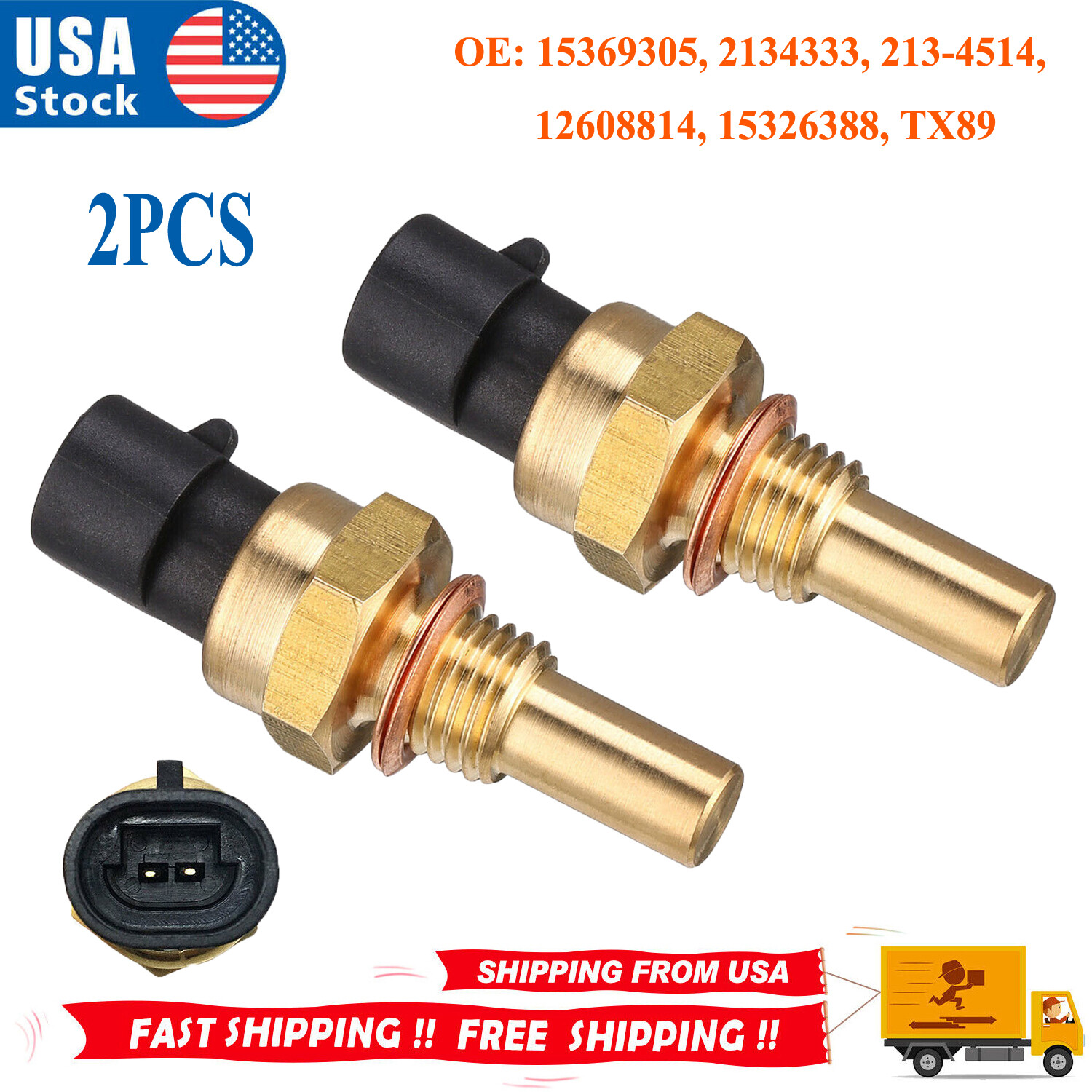 2PCS Coolant Temperature Temp Sensor For Chevy GMC TPI TBI LT1 LS1 LS2 ...