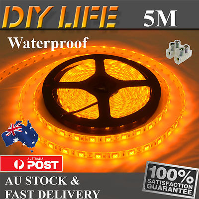 Waterproof 5M 12V Amber Yellow 5050 SMD 300 LED Strips Led Strip Lights ...
