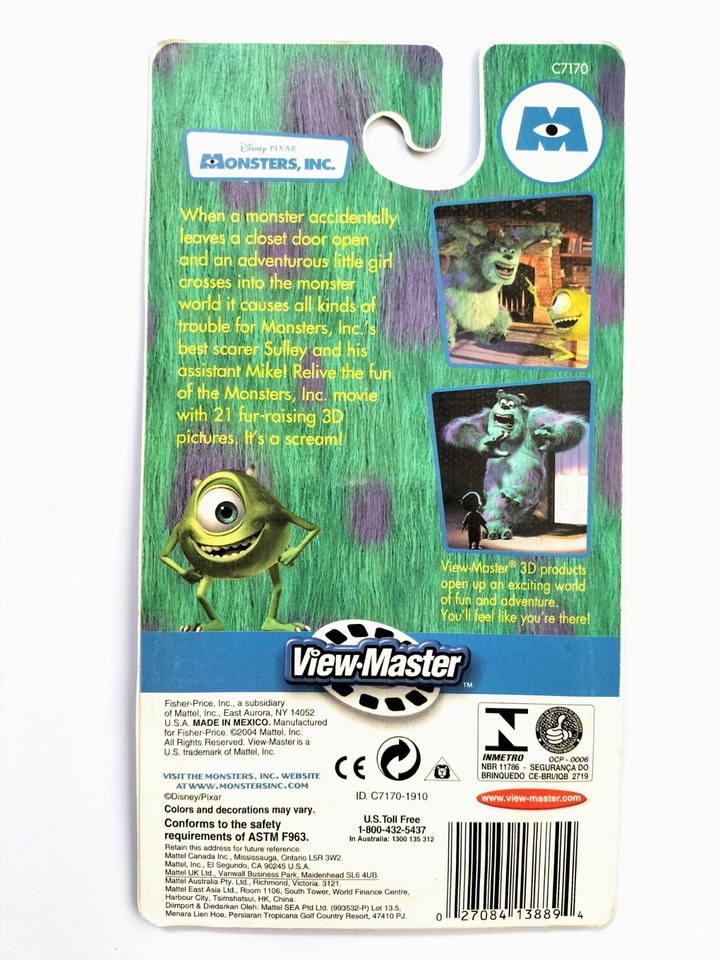 2004 MONSTERS, INC. Mattel View-Master Disney Pixar 3 reels Factory ...