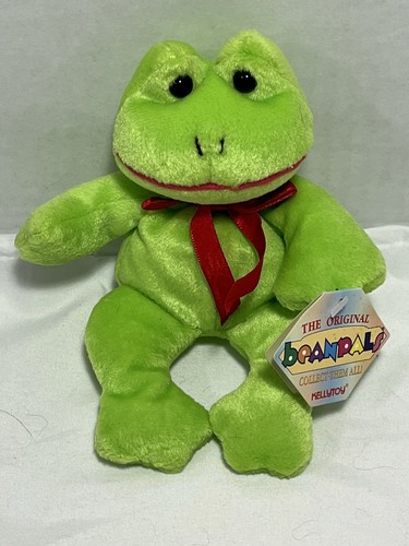 Kellytoy Beanpals Soft Green Frog Toad 8” Bean Bag Stuffed Animal Plush ...