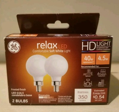 GE Relax LED GE 2PK 4.5W LED G16.5 Frosted Finish Bulb | eBay