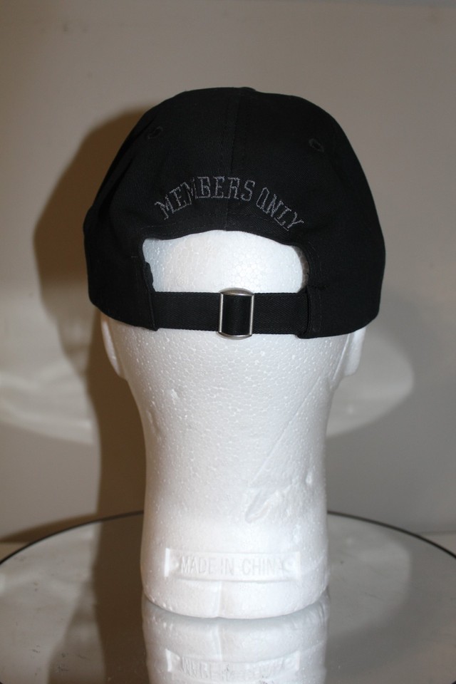 Members Only Adjustable Baseball Cap Hat White Lettering Black | eBay