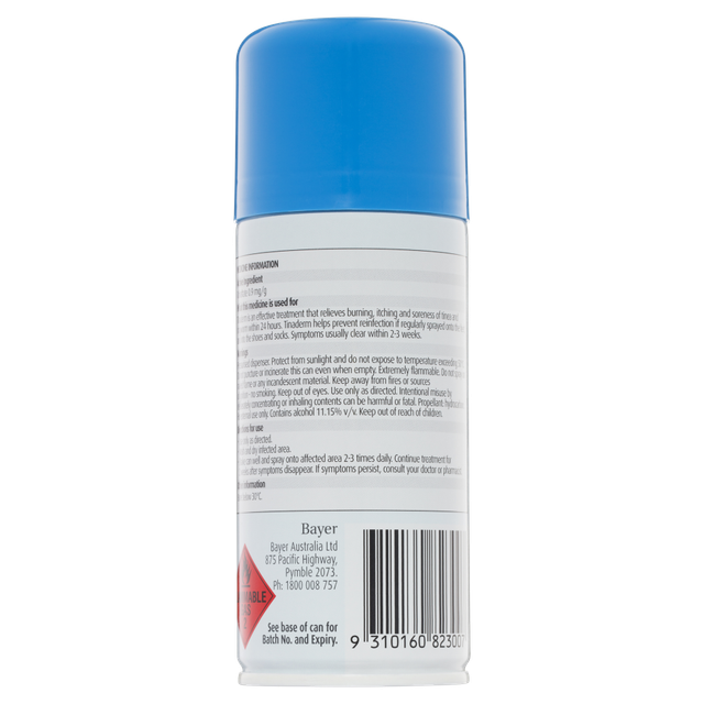 Canesten Tinaderm Powder Spray Tinea and Ringworm Treatment 100g for ...