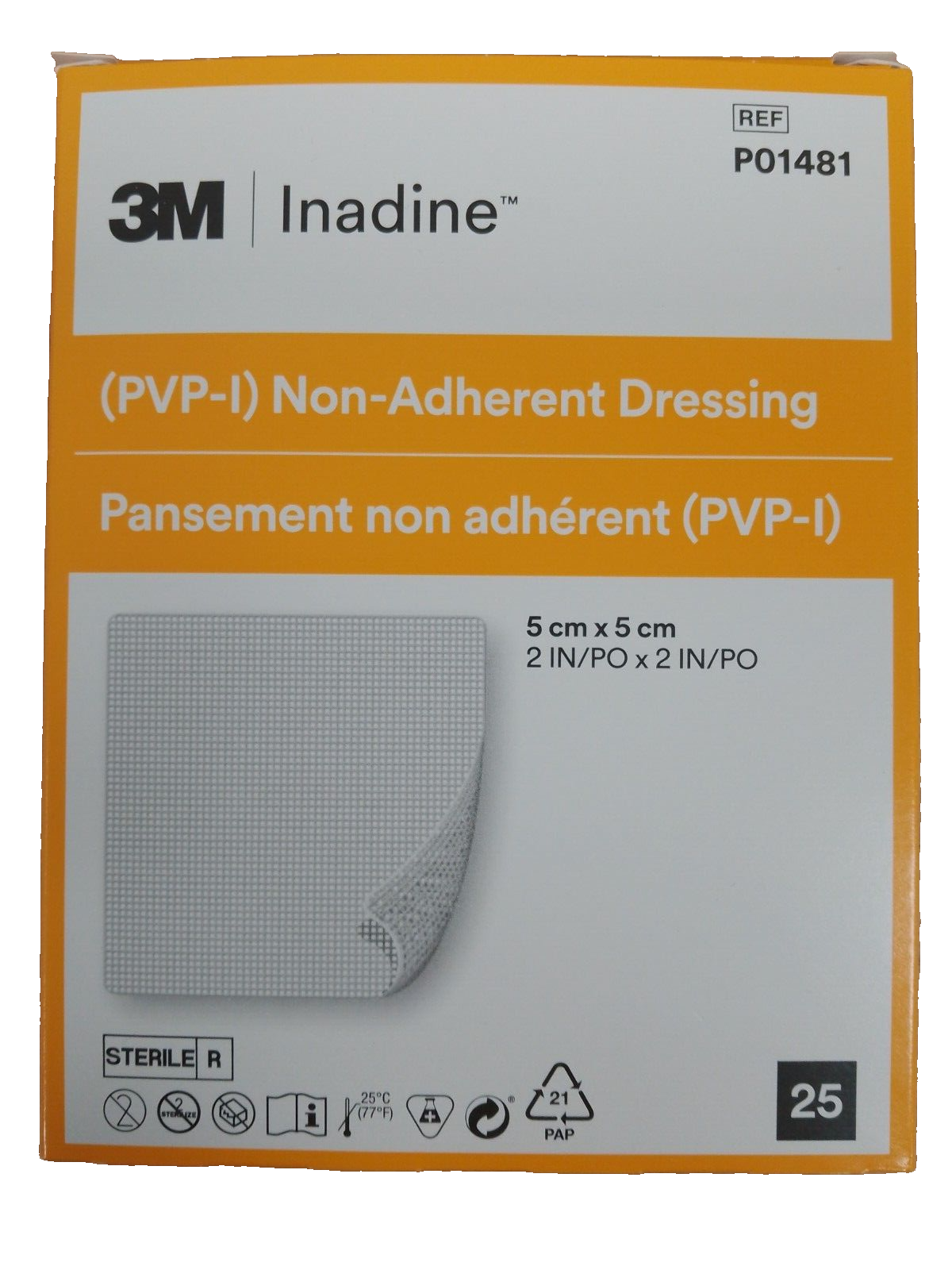 INADINE PVP-I Non Adherent Dressings 5cm x 5cm (Pack 25) 3M P01481 FREE ...