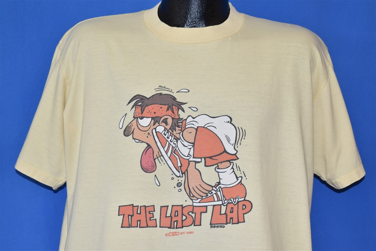 vtg 70s LAST LAP RUNNER BOB HORD CARTOON CRAZY SHIRTS… - Gem