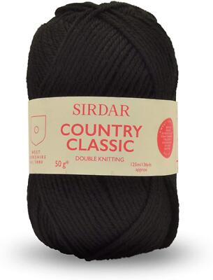 Sirdar Country Classic Double Knitting 50g Wool Yarn - 873 Black | eBay ...