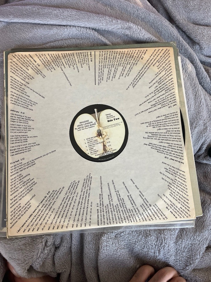 John Lennon Imagine LP SW-3379 1971 Apple OG Winchester +Poster ...