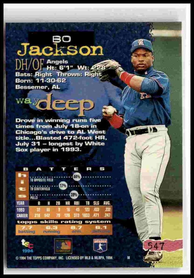 1994 Stadium Club #547 Bo Jackson | eBay