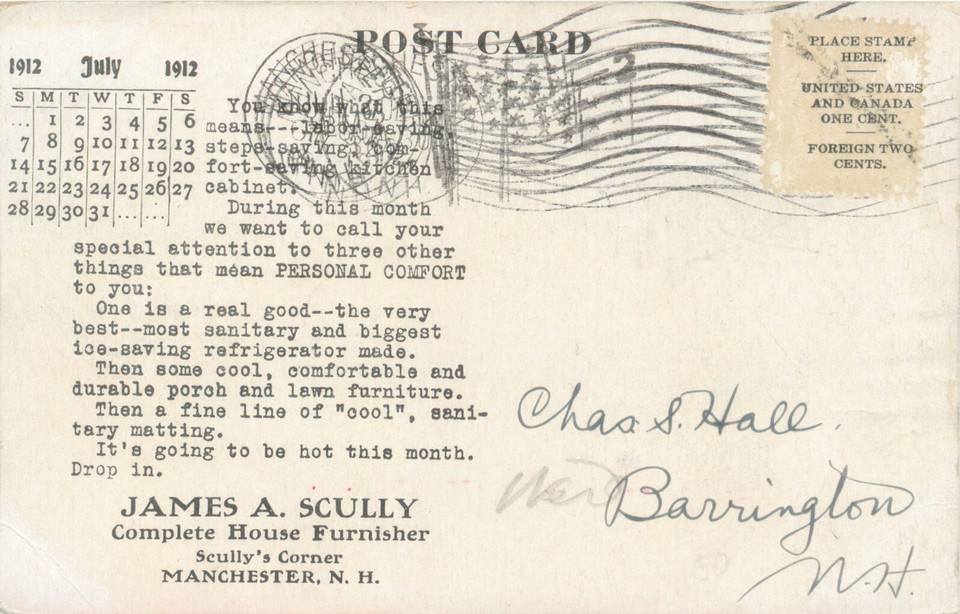 Advt PC "Modern Kitchen", James A. Scully, House Furnisher, Manchester ...