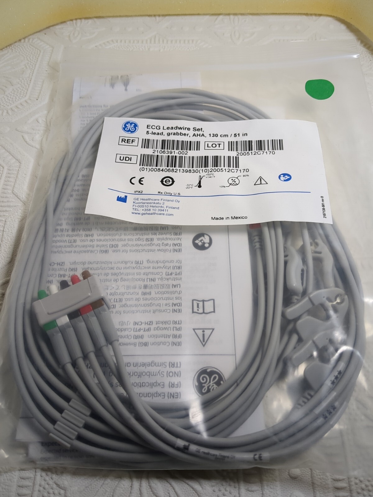 GE 2106391-002 ECG Leadwire Set ( 5Lead Grabber, AHA 130cm/51in ) | eBay