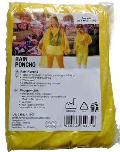 Rain Poncho Pac A Mac Waterproof Coat Cagoule 1 size fit all Camping ...