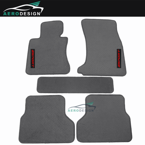 Fits 04-09 BMW E60 5 Series Gray Floor Mats Carpet Nylon with Red SPORT ...