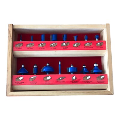 Router Bit Set 1/4" 15 Shank Tungsten Carbide Tips Woodworking Router ...
