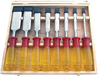 Professional 8pc Split Proof Chisel Set In Wooden Box Woodworking ...
