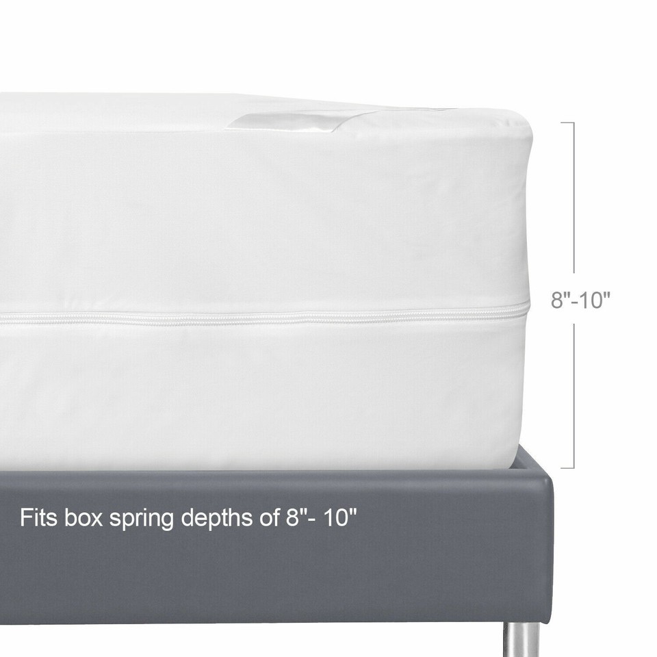 Zippered Mattress Encasement Protector Box Spring Cover 6-Side ...