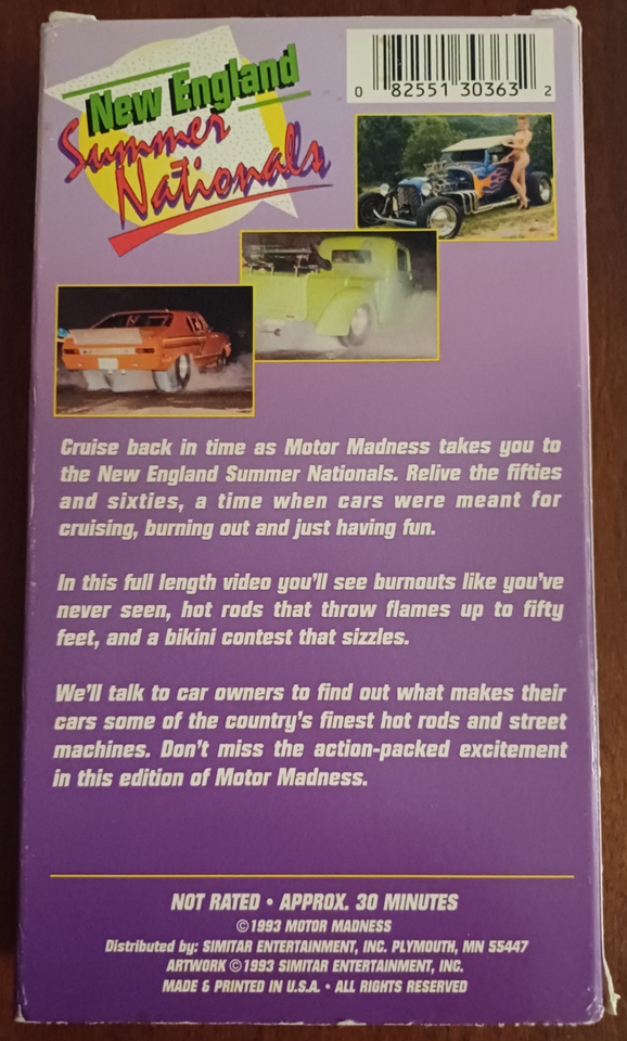 New England Summer Nationals 1993 VHS Hot Rod Car Show Burnouts Bikini ...