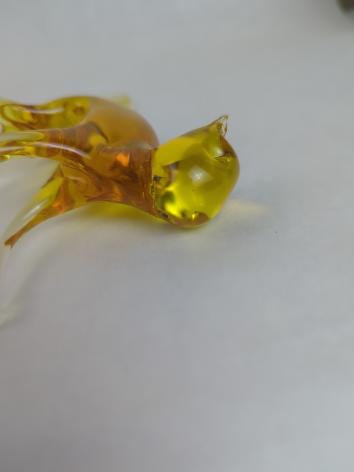 Vintage MCM Viking Glass Amber/Yellow Kitten Cat Figurine Art Glass ...