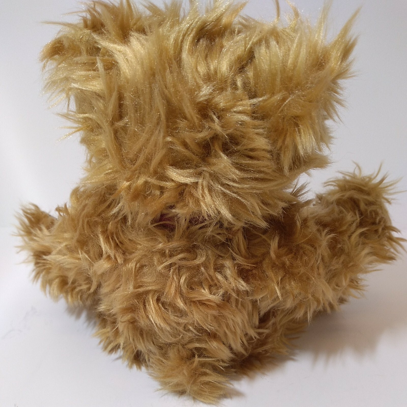 Russ Berrie Gregory Teddy Bear Shaggy Golden Brown Burgundy Ribbon 10 ...