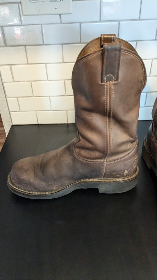 Justin Original Balusters Mens Work Boots #4445 Pull On Size 9 D | eBay