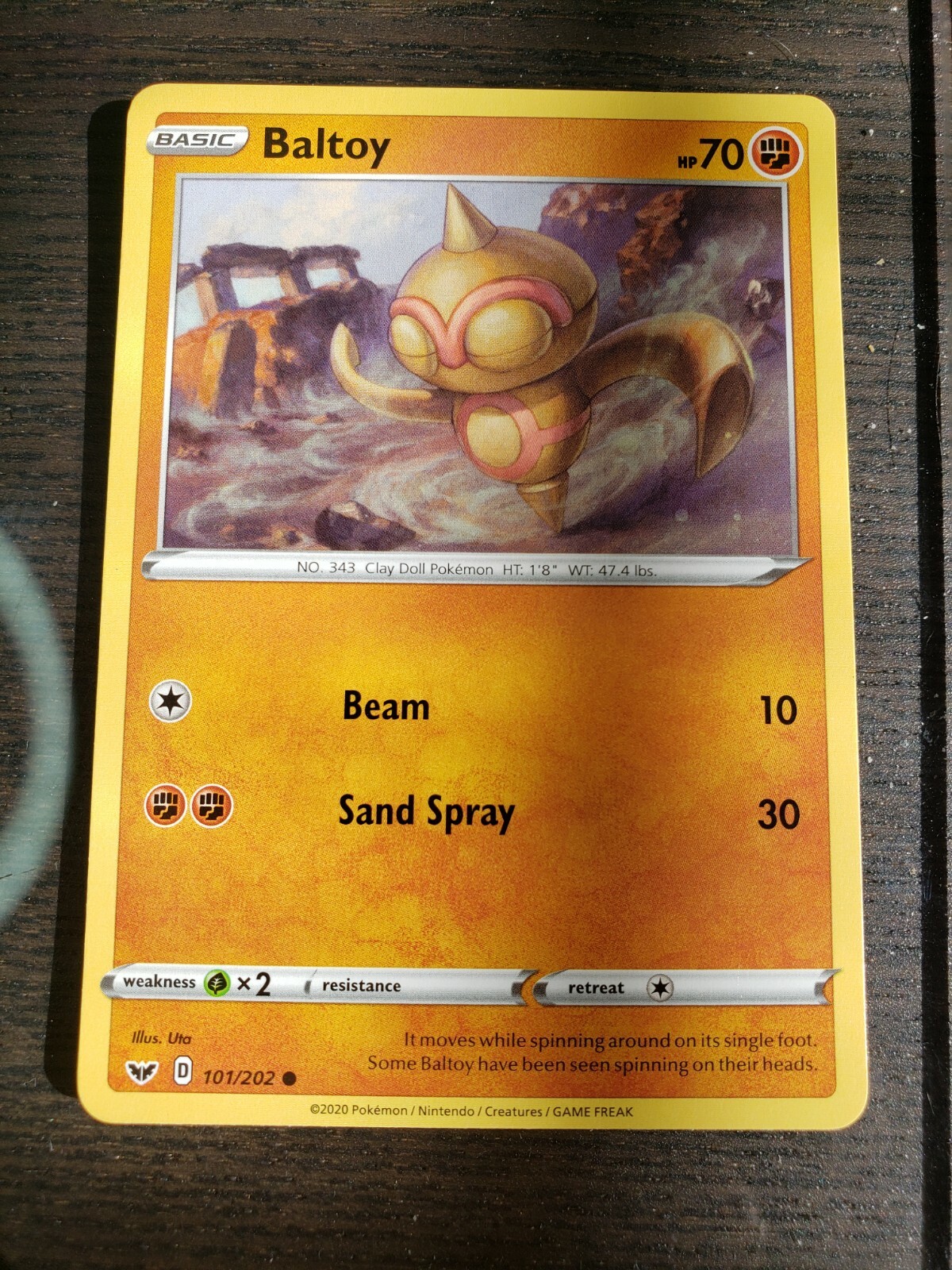 Pokemon TCG Card NM/M Baltoy 101/202 Basic 2020 Common sword and shield ...