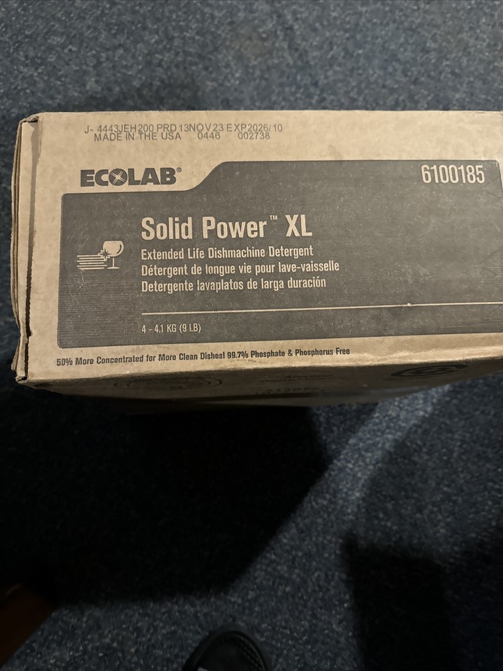 Ecolab Solid Power XL Dishwasher Machine Detergent - 9 lbs Tub . Single ...