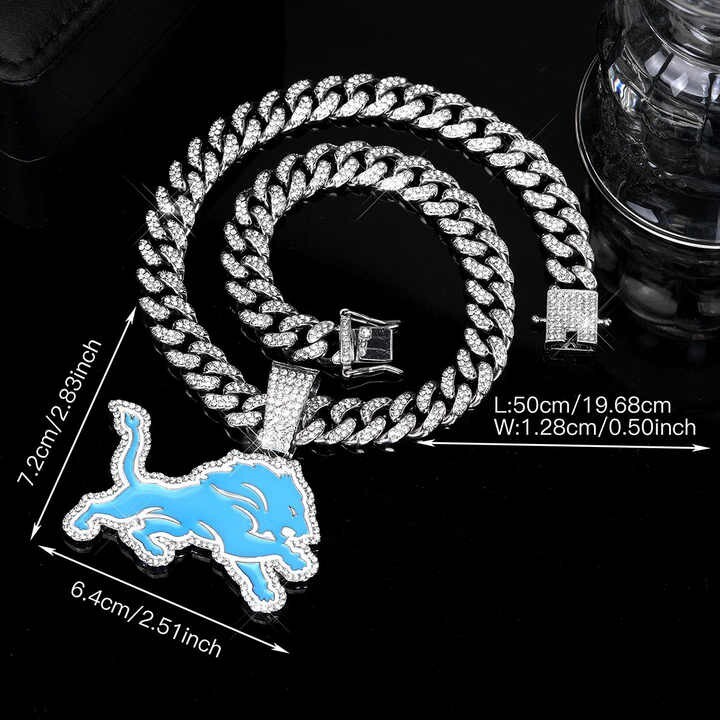 Detroit Lions 24 inch Cuban chain necklace and lion pendant. | eBay