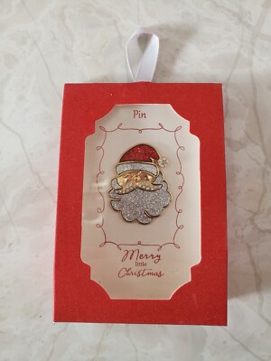 Rhinestone Holiday Sparkly Santa Face Pin Brooch | eBay