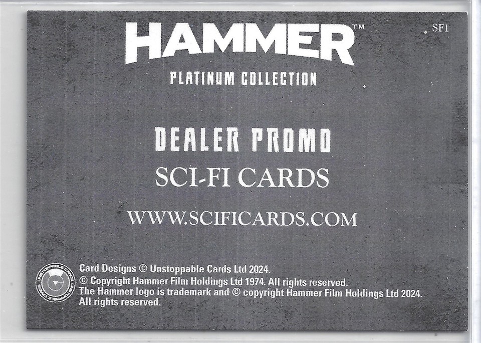 2024 Hammer Horror Platinum 10 Proof Promo 1/1 SF1 SciFi Cards ...