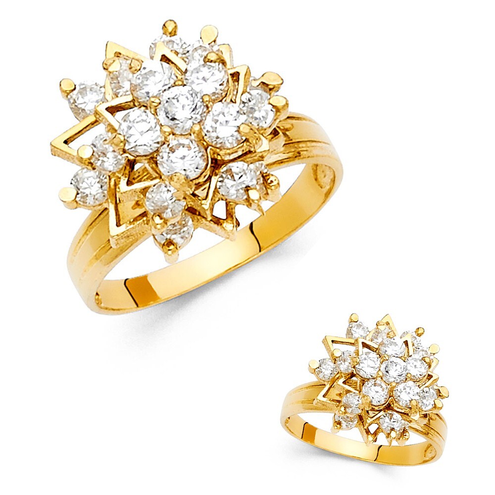 GOLD - 14K Yellow Gold Cubic Zirconia Motion Ring | eBay