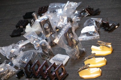 Assortment lot microscope & optical parts mounts clamps holders tubes ...