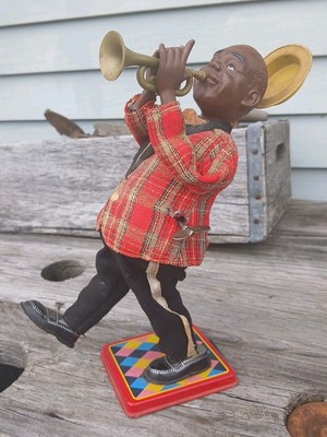 *🎺* Vintage 50s/60s Louis Armstrong Satchmo Wind-Up Tin Litho Toy Made ...