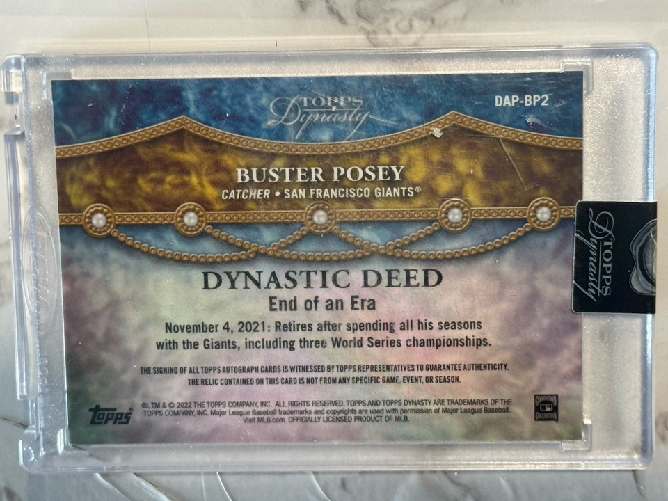 BUSTER POSEY SEALED 2022 TOPPS DYNASTY GAME USED PATCH AUTO GEM 01/10 ...