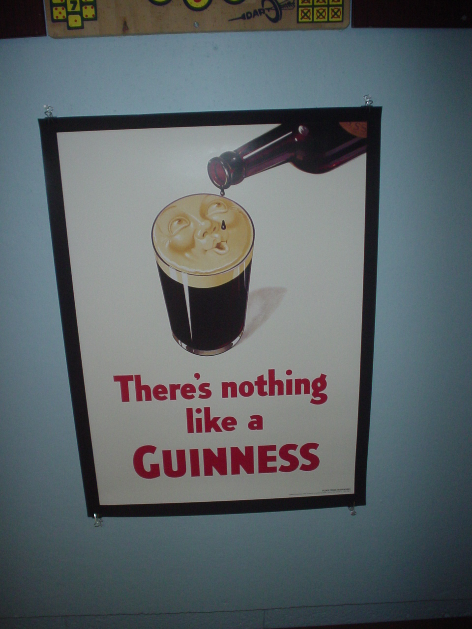 GUINNESS BEER POSTER NOTHING LIKE A GUINNESS FACE IN PINT GLASS BUD ...