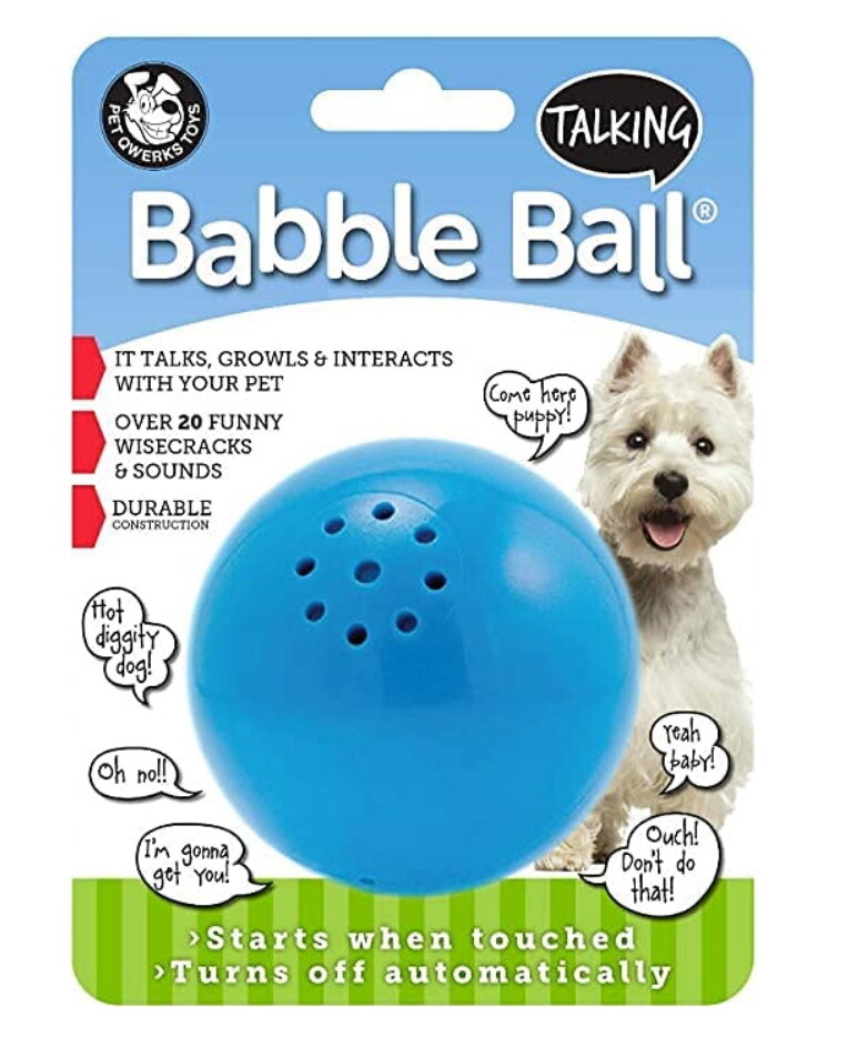 DOG TOY BABBLE BALL INTERACTIVE TALKING DURABLE TOUGH BALL TOY 3 SIZES ...