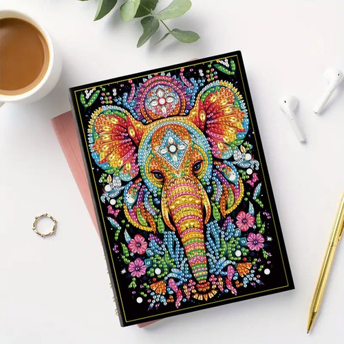 5D Diamond Painting Notebook DIY Diamond Art Diary Book Kits (Elephant ...