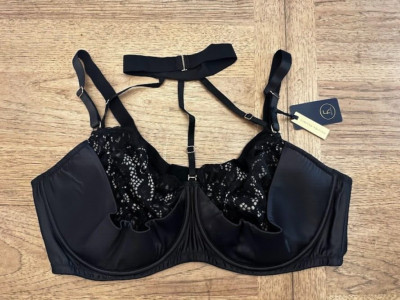 Fox & Royal Black Lace Size 44 G/H Hollie Underwire Demi Bra Lightly ...