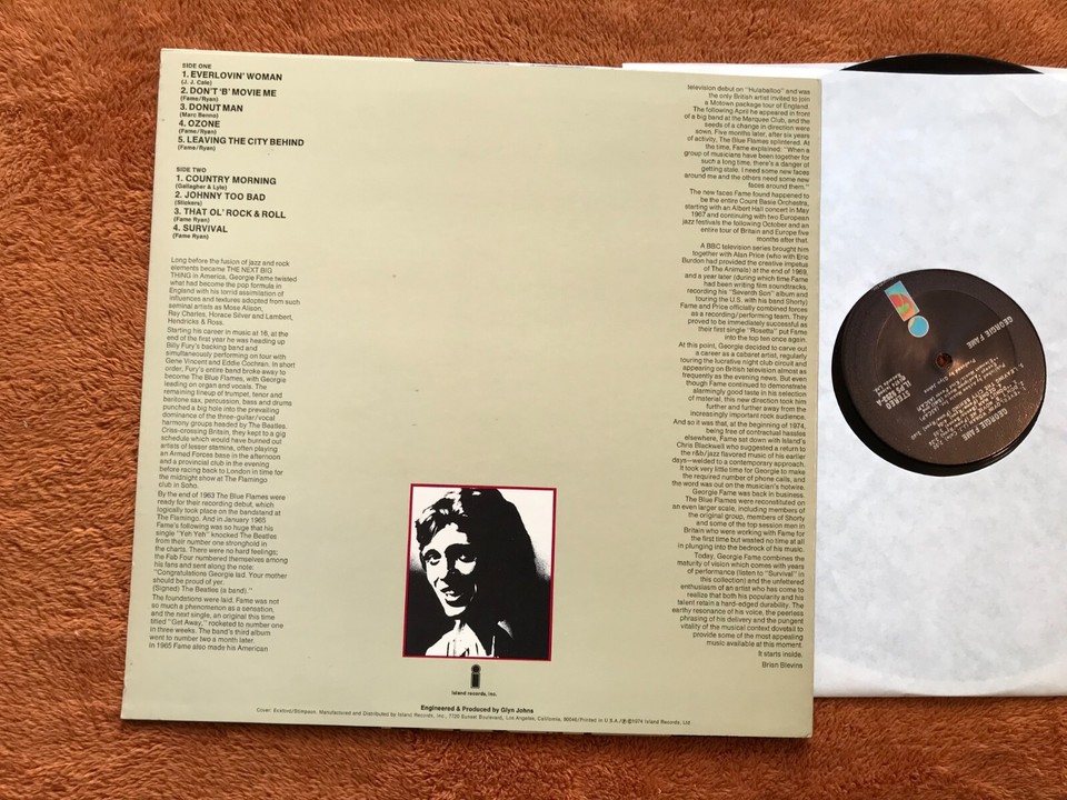 Georgie Fame lp island 1974 ilps9293 blue flames uk r&b soul jazz mod ...