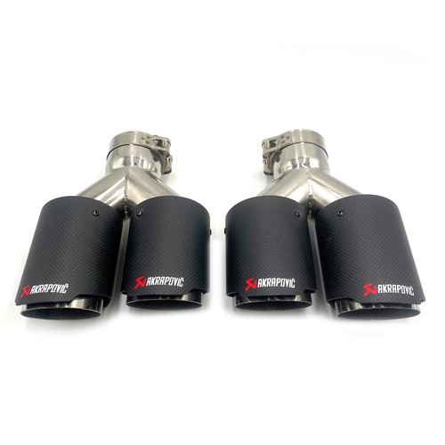 2PCS OD:3''/3.5''/4" Akrapovic Exhaust Tip Matt Carbon Fiber Dual Pipe ...