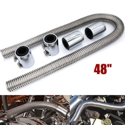 48" Stainless Steel Radiator Flexible Coolant Water Hose Kit with Caps ...