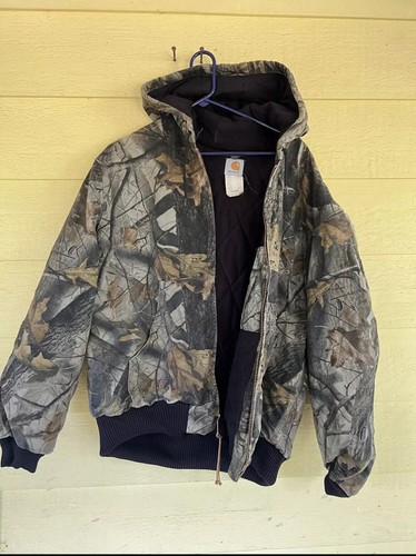 Vintage Carhartt J143 CMO RealTree Camo Full Zip Hooded Jacket Quilt ...