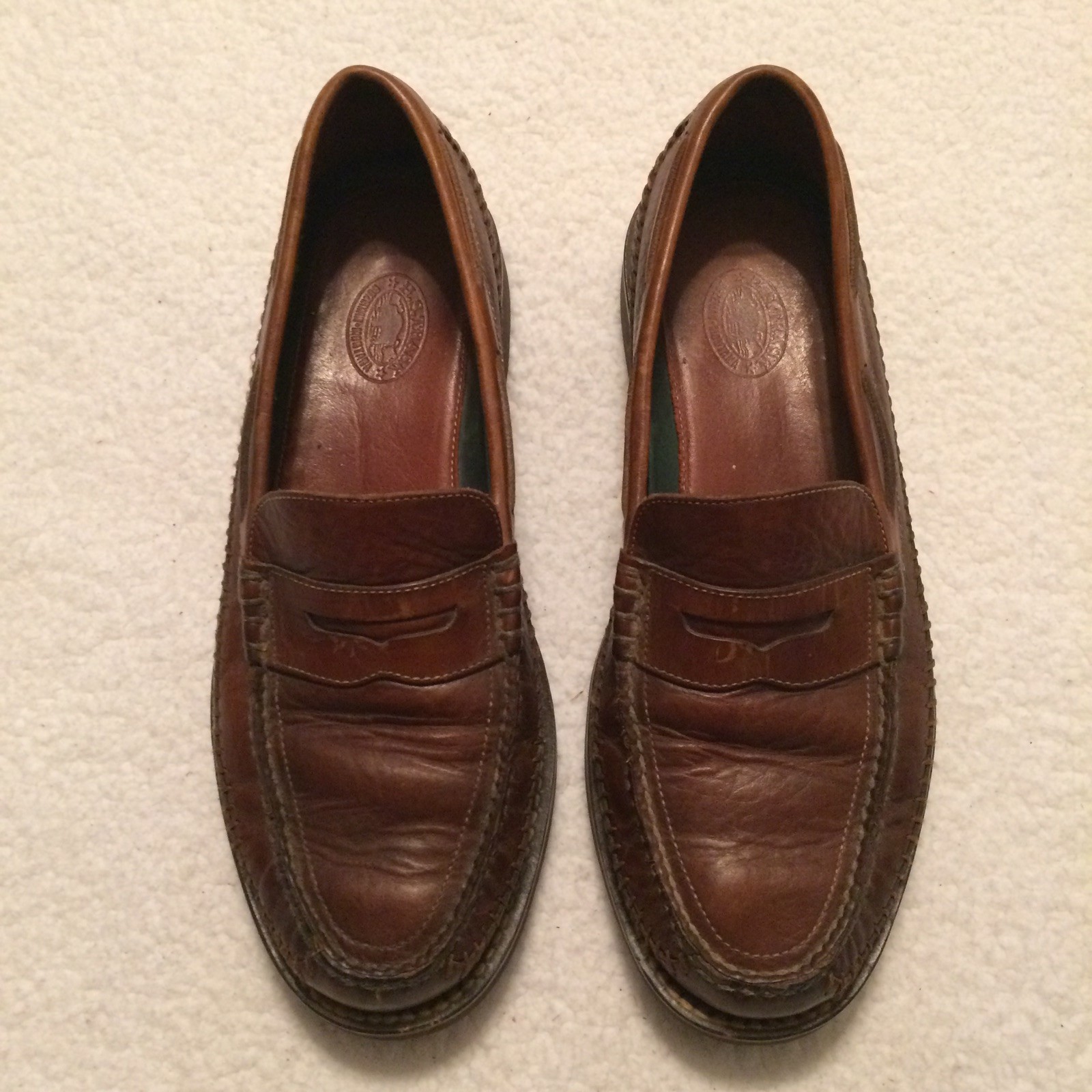 HS Trask Brown Leather Penny Loafers Men Size 9.5 M OXC69... Minimal ...